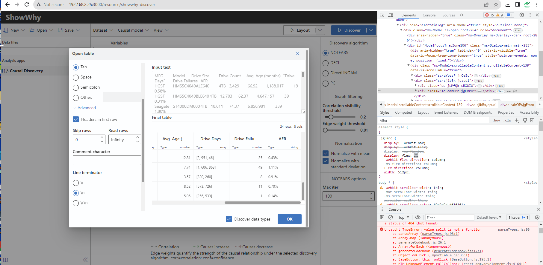Unable To Open Simple Csv File · Issue 422 · Microsoft Showwhy · Github