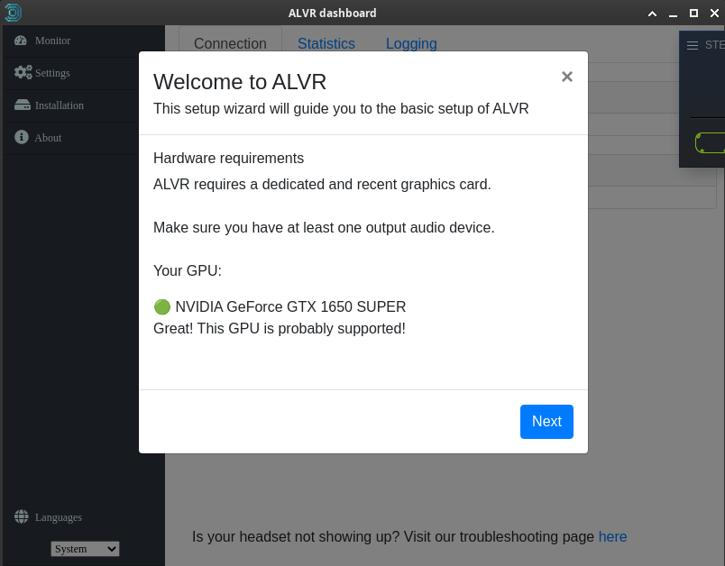 ALVR dashboard white screen on Linux · Issue #822 · alvr-org/ALVR · GitHub