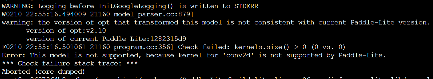 Error: This model is not supported, because kernel for 'conv2d' is not ...