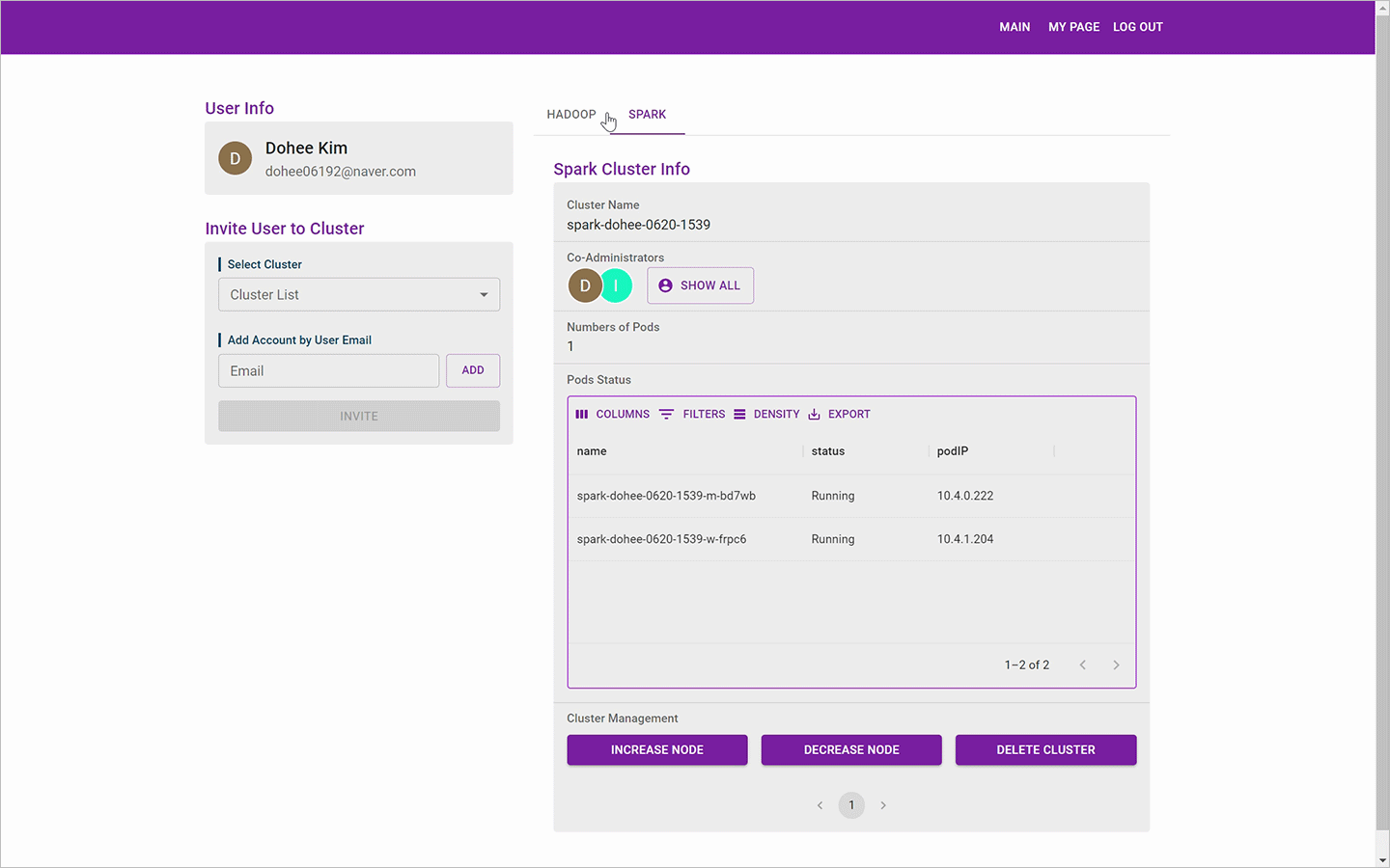 Github Doheezk8s Big Data Platform 쿠버네티스 환경에서 Hadoopspark 클러스터를 프로비저닝하고 공동 관리하는 Msa 기반 빅데이터 플랫폼