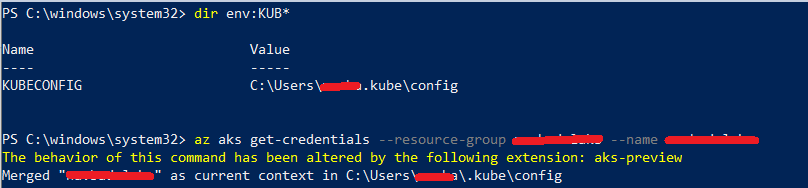 Az Aks Get Credentials Fails When Envkubeconfig Is Set With Windows 