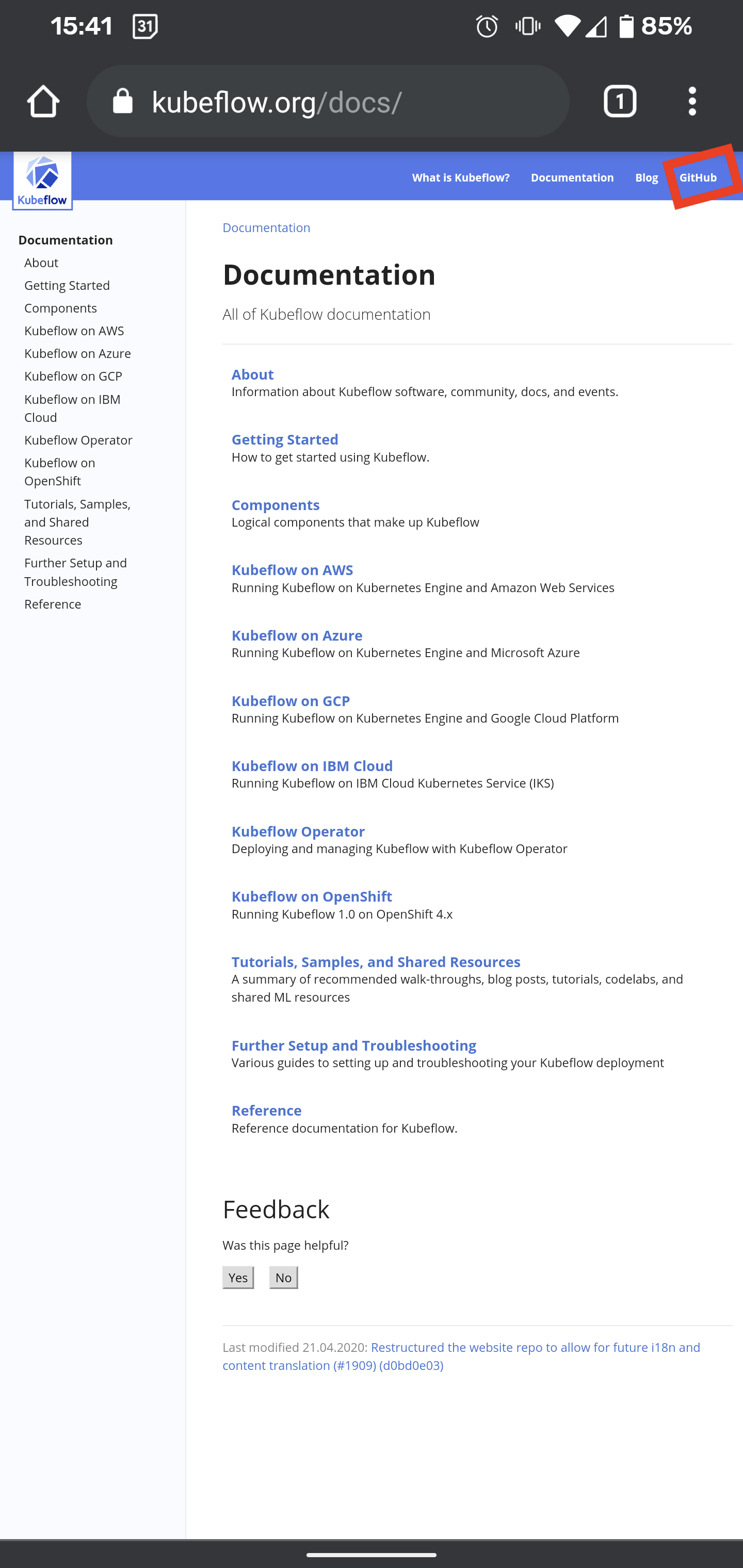 Version dropdown not visible on Mobile Chrome · Issue #2568 · kubeflow/website · GitHub