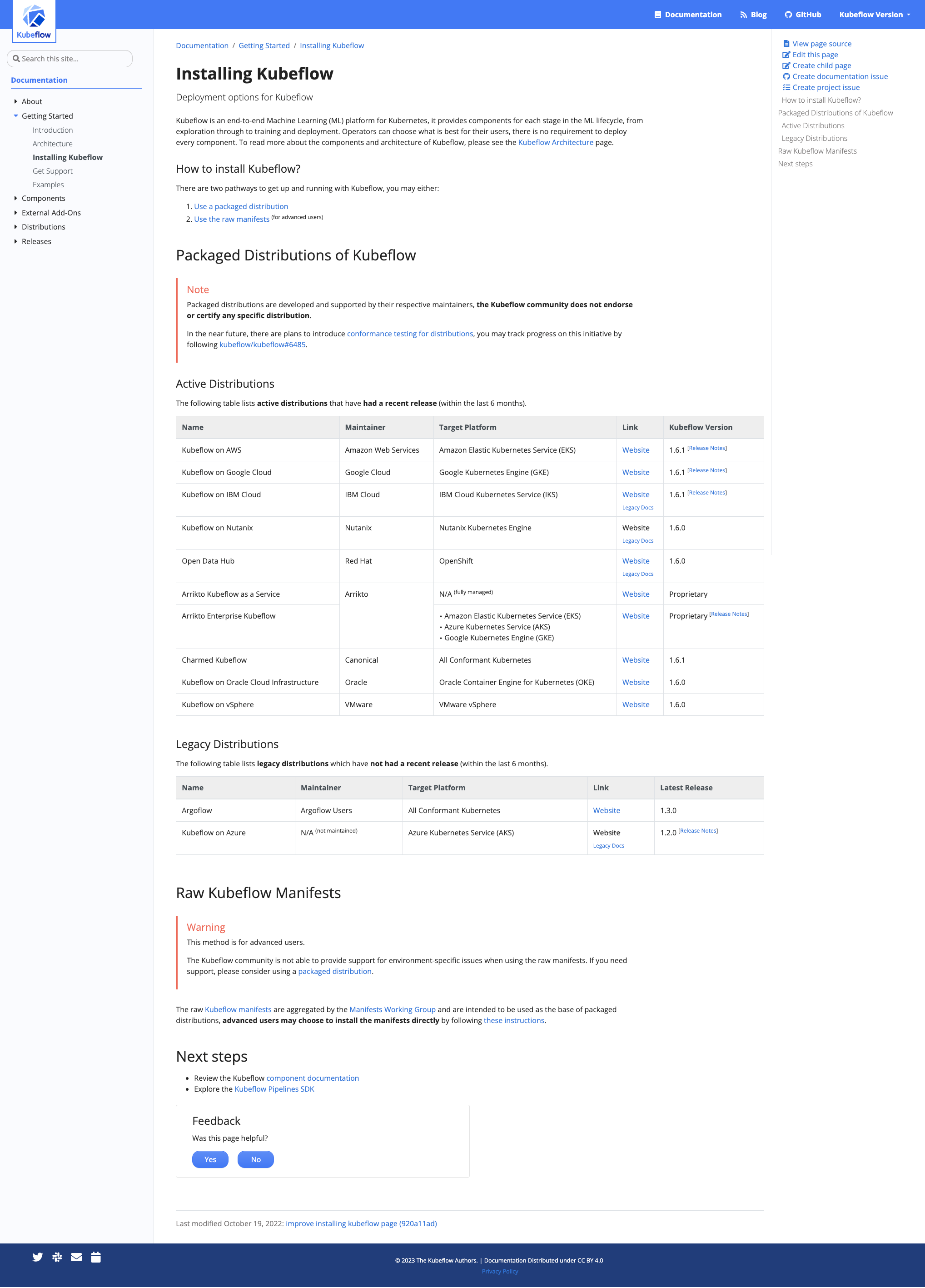 improve installing kubeflow page by thesuperzapper · Pull Request #3440 · kubeflow/website · GitHub