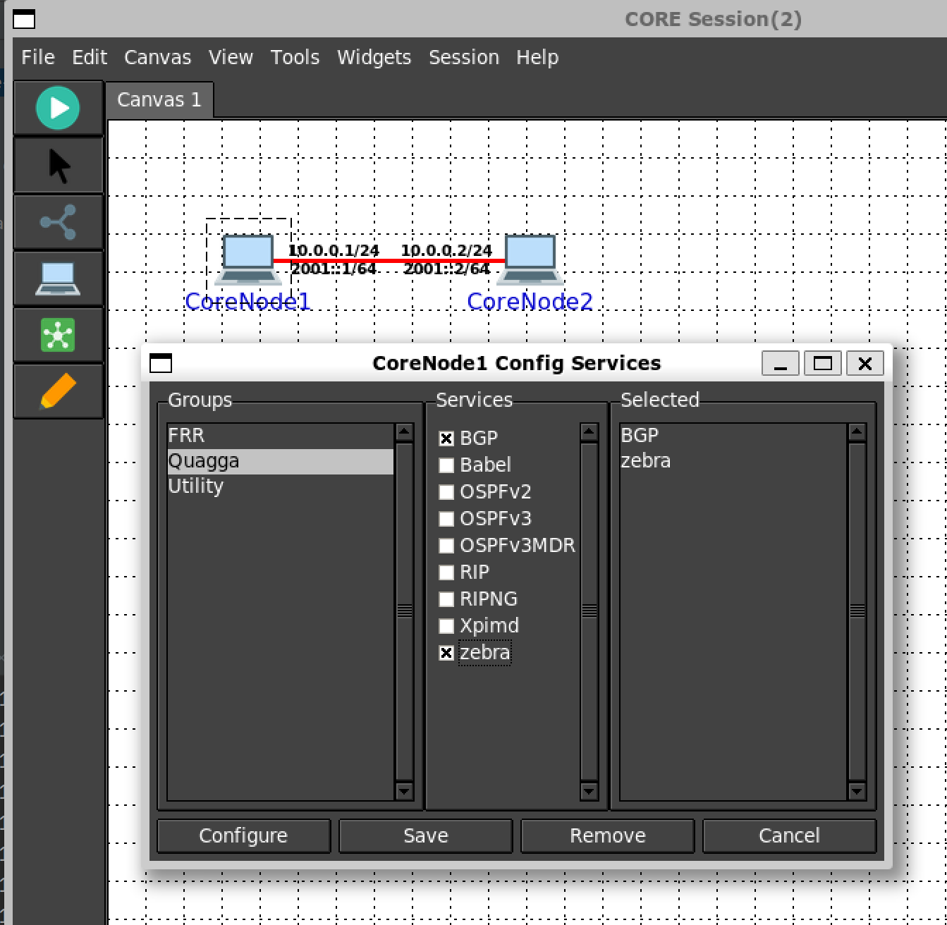 [BUG]incorret configurations for bgp in config services · Issue #684 · coreemu/core · GitHub
