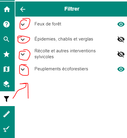 Sur click du filtre dans le menu, pouvoir ouvrir les filtres par défaut ...