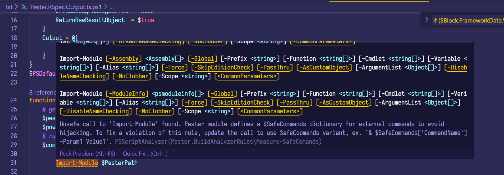 Reduce analyzer for unsafe command call to src/* · Issue #1761 · pester/Pester · GitHub