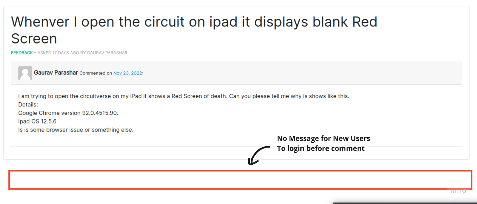 CircuitVerse Forum : add message regarding "login is mandatory to comment" under thread page ...