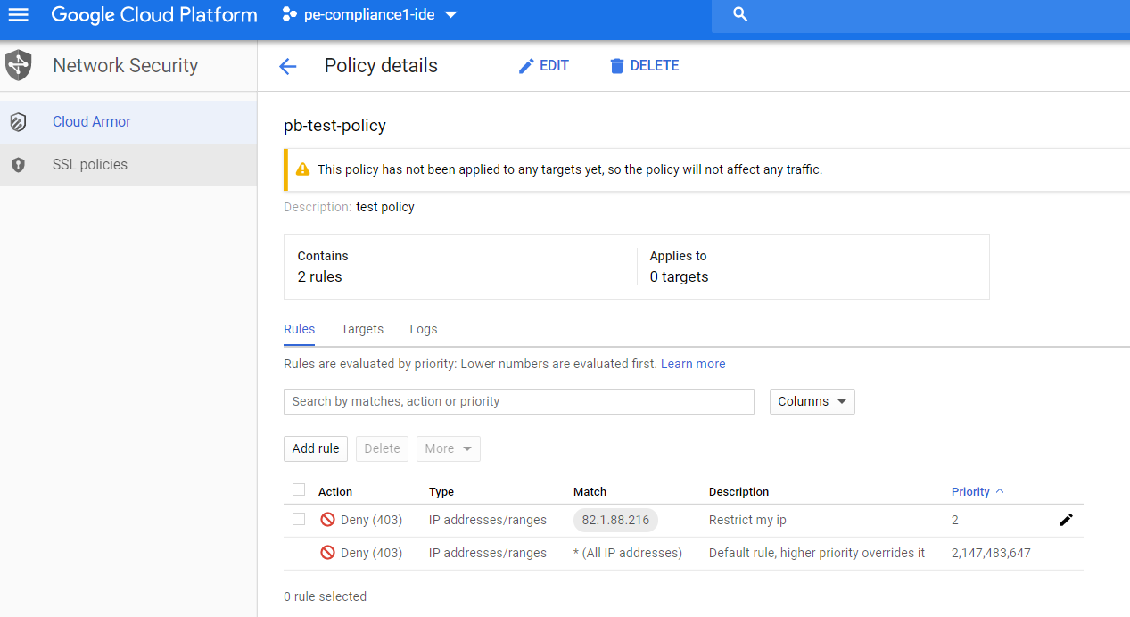 How to list rules in a Google Cloud Armor security policy via Inspec ...