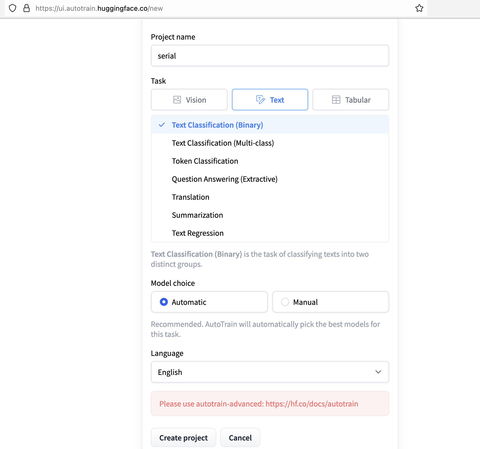 Please use autotrain advanced · Issue #340 · huggingface/autotrain ...