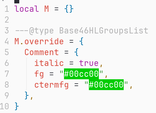 Highlight overrides not working · Issue #195 · NvChad/base46 · GitHub