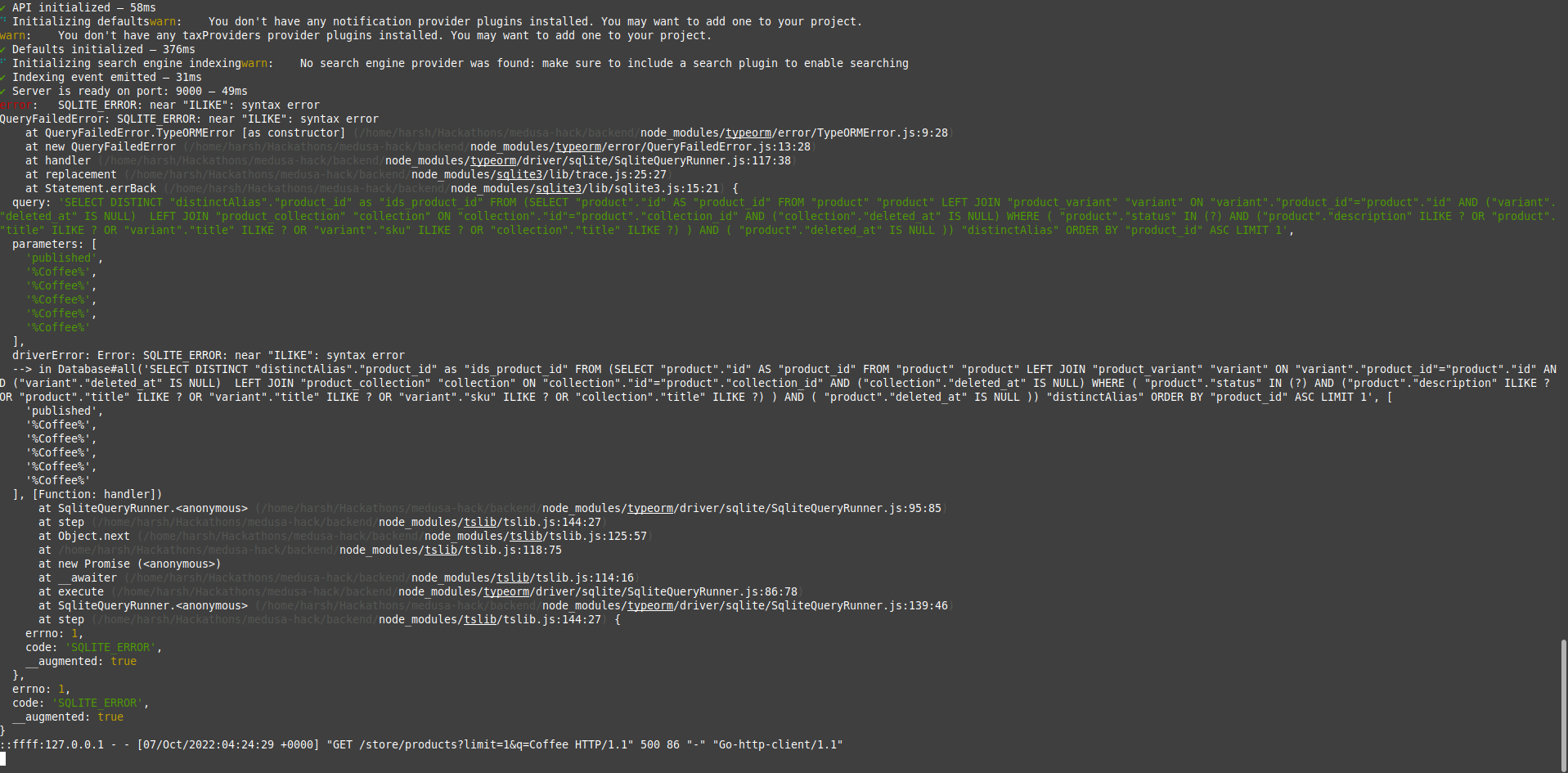 Lists products having q params throw error in console · Issue #2378 · medusajs/medusa · GitHub