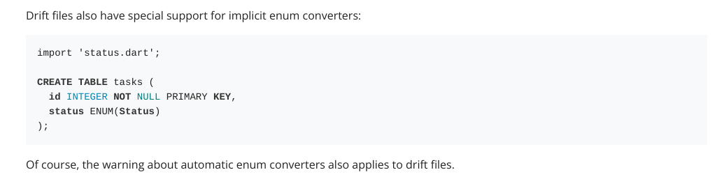 Documentation issue: Type converters · Issue #2045 · simolus3/drift · GitHub