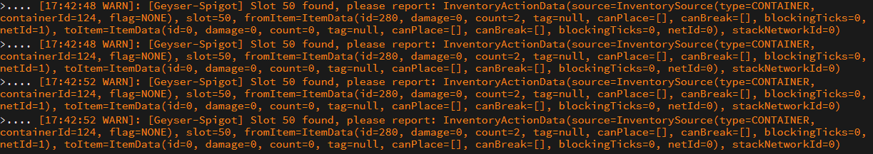 Warning on Console · Issue #1218 · GeyserMC/Geyser · GitHub