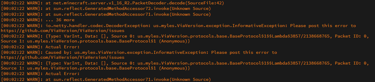 Waterfall Error · Issue 2161 · Viaversion Viaversion · Github