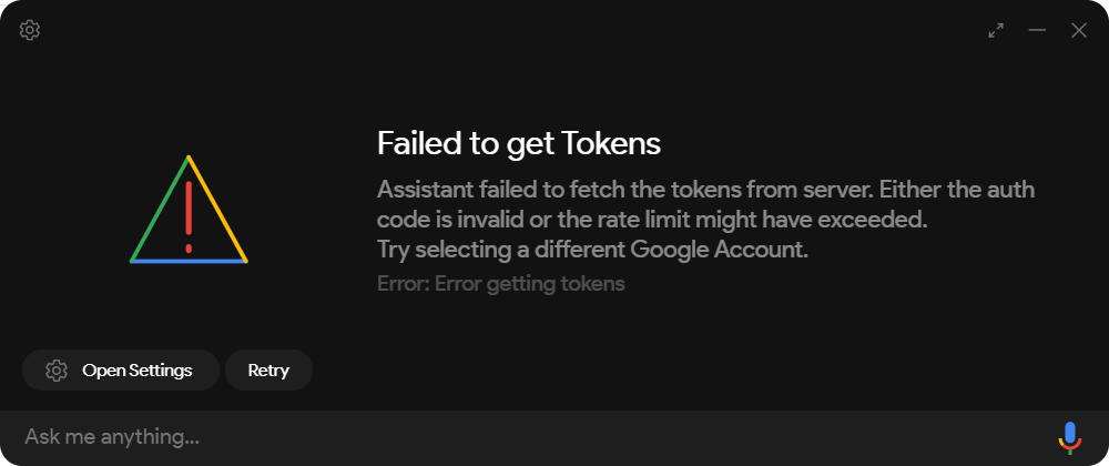 Failed to get Tokens · Issue #112 · Melvin-Abraham/Google-Assistant ...