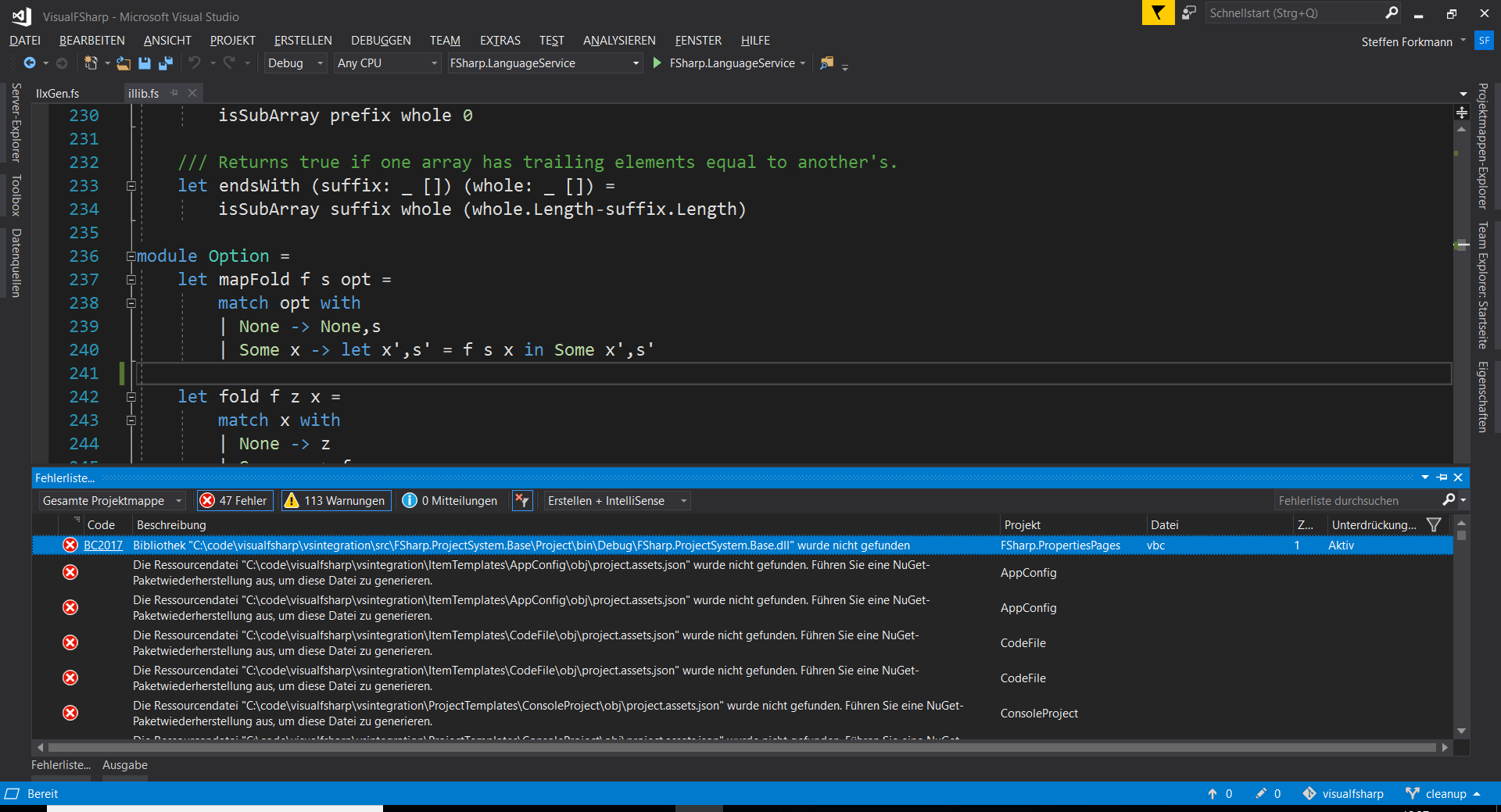 Current master, Visual F# build fails in Visual Studio · Issue #4424 · dotnet/fsharp · GitHub