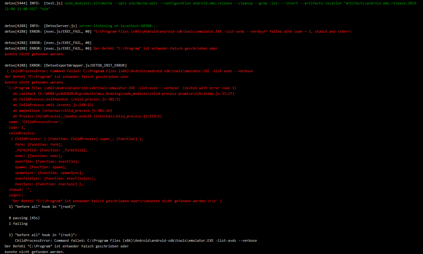 "emulator.EXE -list-avds" call doesn't encapsulate the path · Issue ...