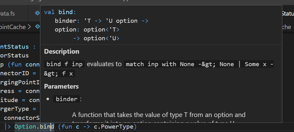 Encapsulation of arrows broken in tooltips · Issue #1353 · ionide/ionide-vscode-fsharp · GitHub