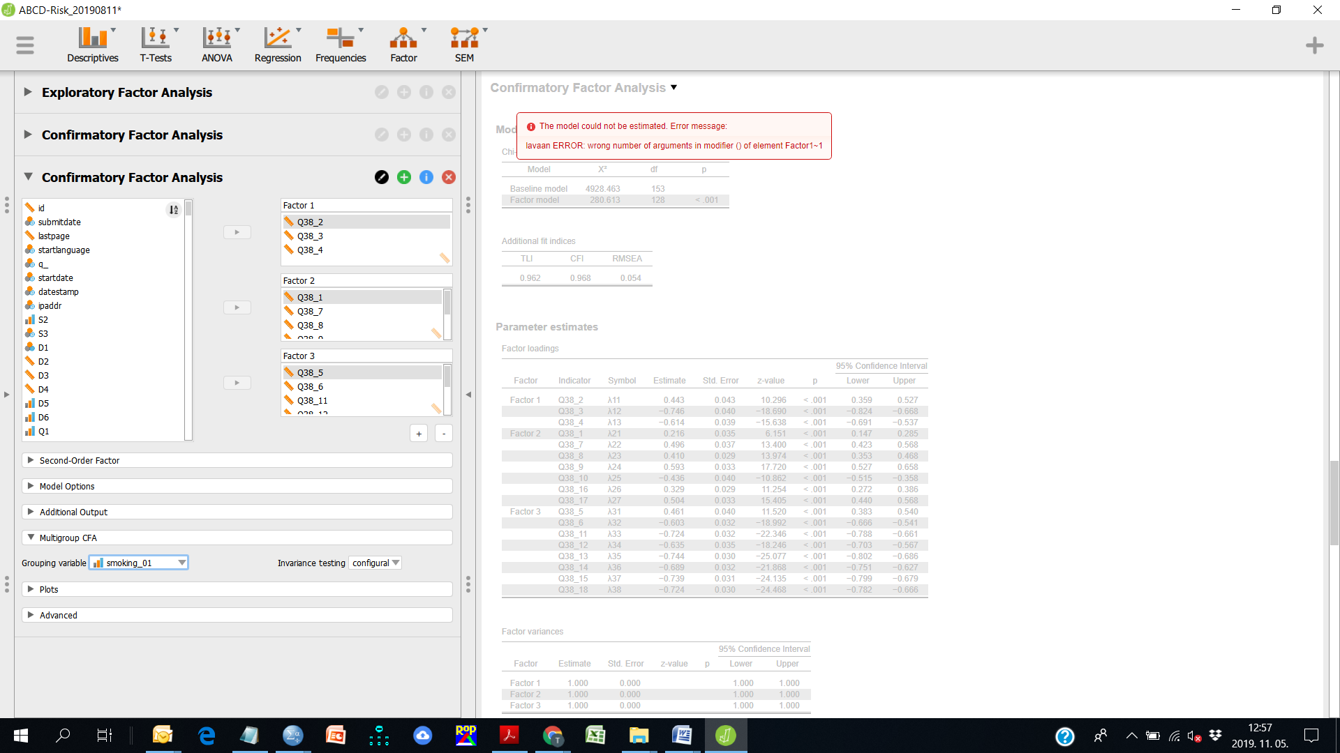 Multigroup CFA doesn't work · Issue #541 · jasp-stats/jasp-issues · GitHub