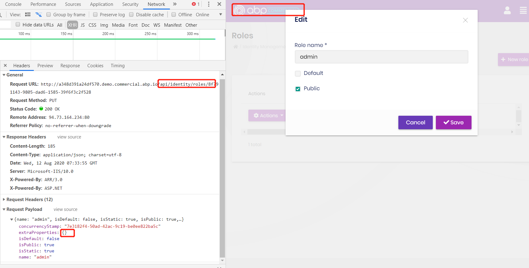 When I create a role with extraProperties,the was no data in the field extraProperties of db's ...