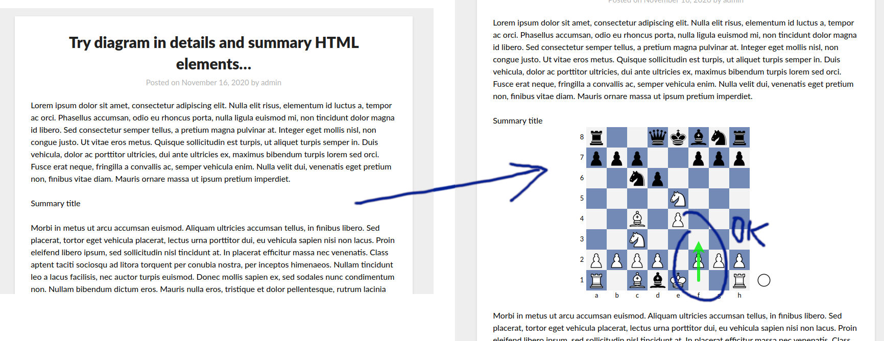 Arrows don't appear properly when the plugin is first displayed in a Details -> Summary HTML ...