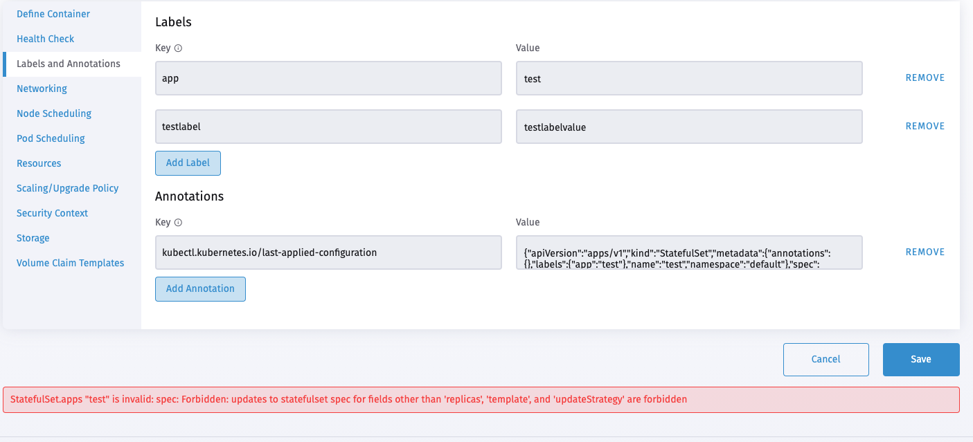 Updates to statefulset spec for fields other than replicas, template ...