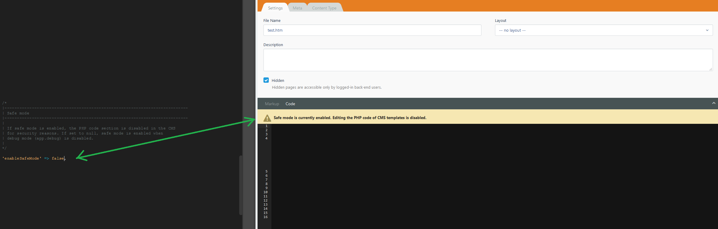 Safe mode enabled is stuck on · Issue #4924 · octobercms/october · GitHub