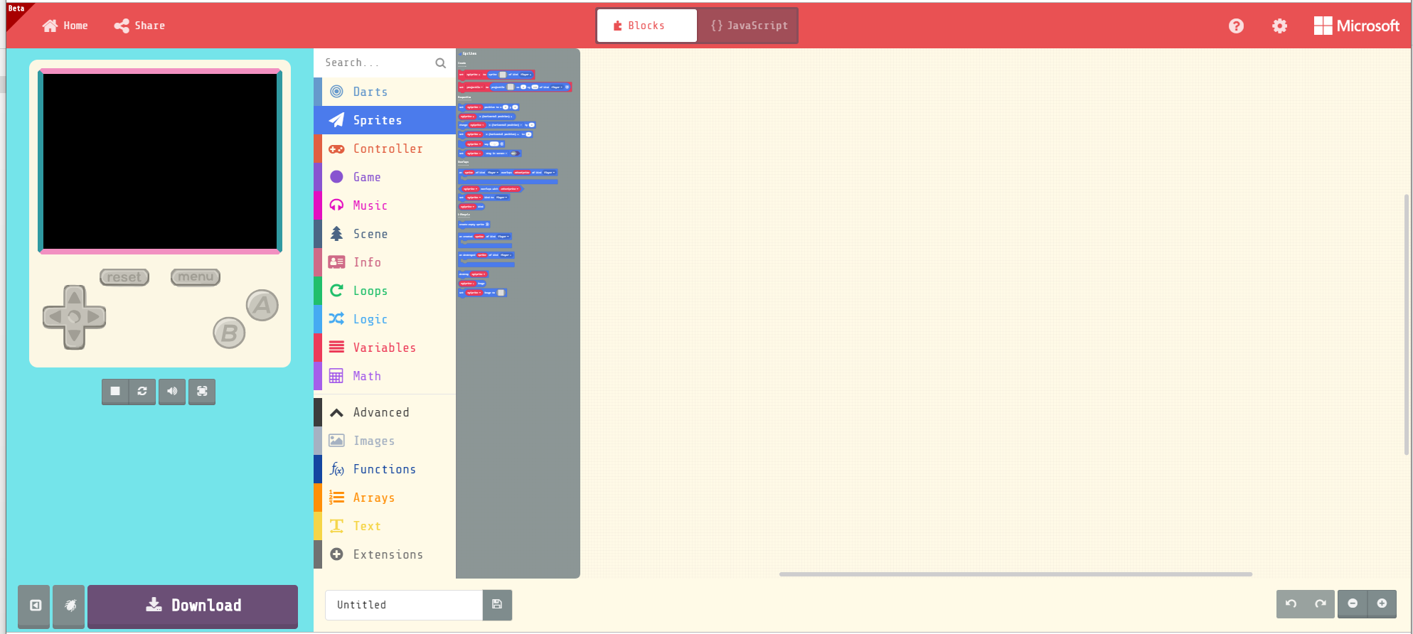 Zooming out in block mode, zooms out the blocks menu · Issue #430 · microsoft/pxt-arcade · GitHub