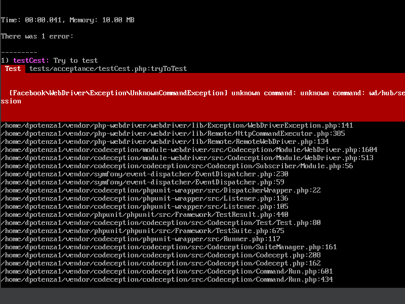 Facebook Webdriver Unknown Command Wd Hub Session · Issue 6627 · Codeception Codeception · Github