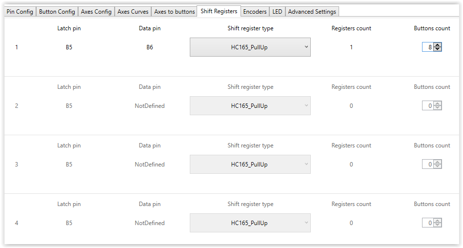 freejoy configurator support for a shift register shield for electronic ...