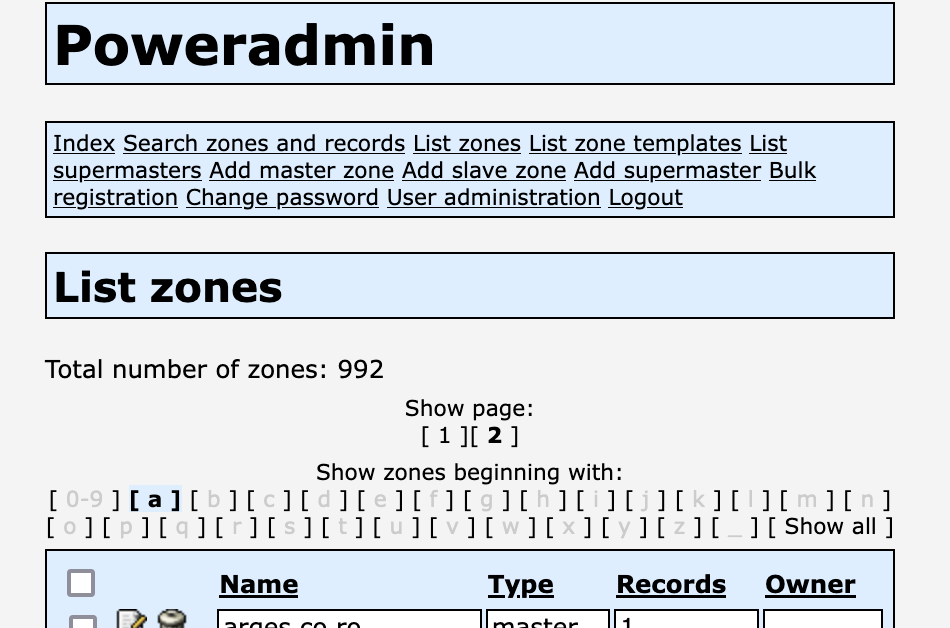 'Show zones beginning with:' unavailable/greyed out · Issue #435 · poweradmin/poweradmin · GitHub