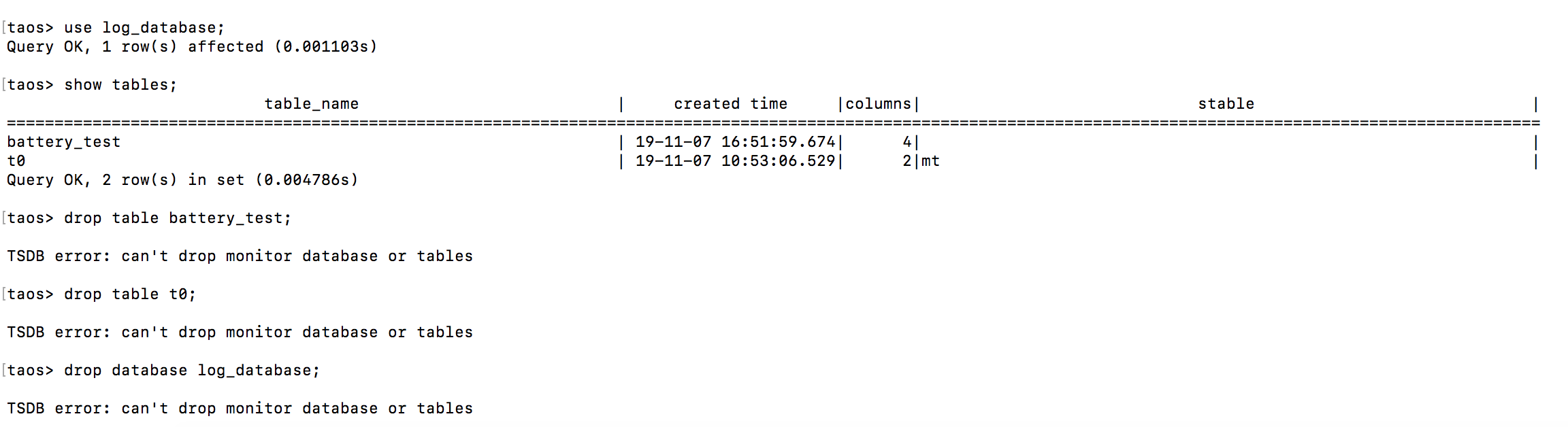 failed to drop a database or table · Issue #686 · taosdata/TDengine · GitHub