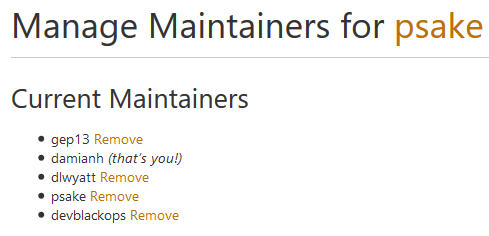 Remove me as chocolatey maintainer · Issue #240 · psake/psake · GitHub