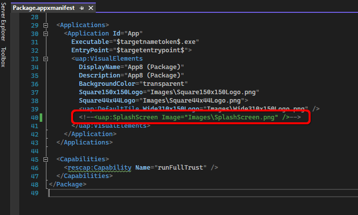 `SplashScreen image can be found exception` occurs while try to package ...