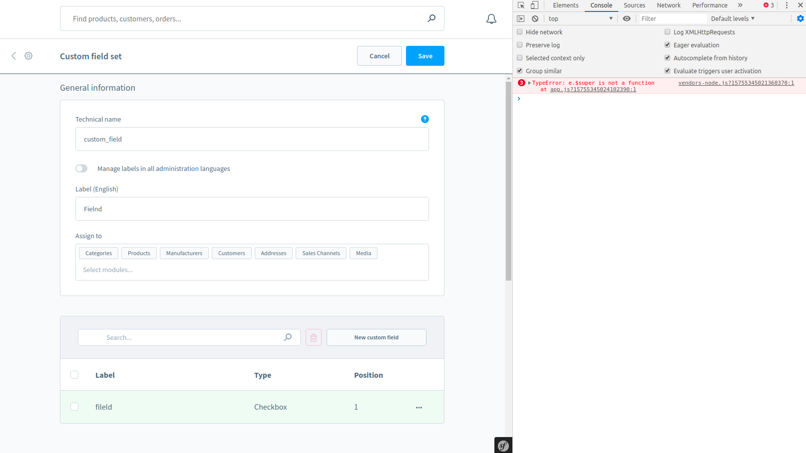 Can't add a new custom field · Issue #349 · shopware/shopware · GitHub