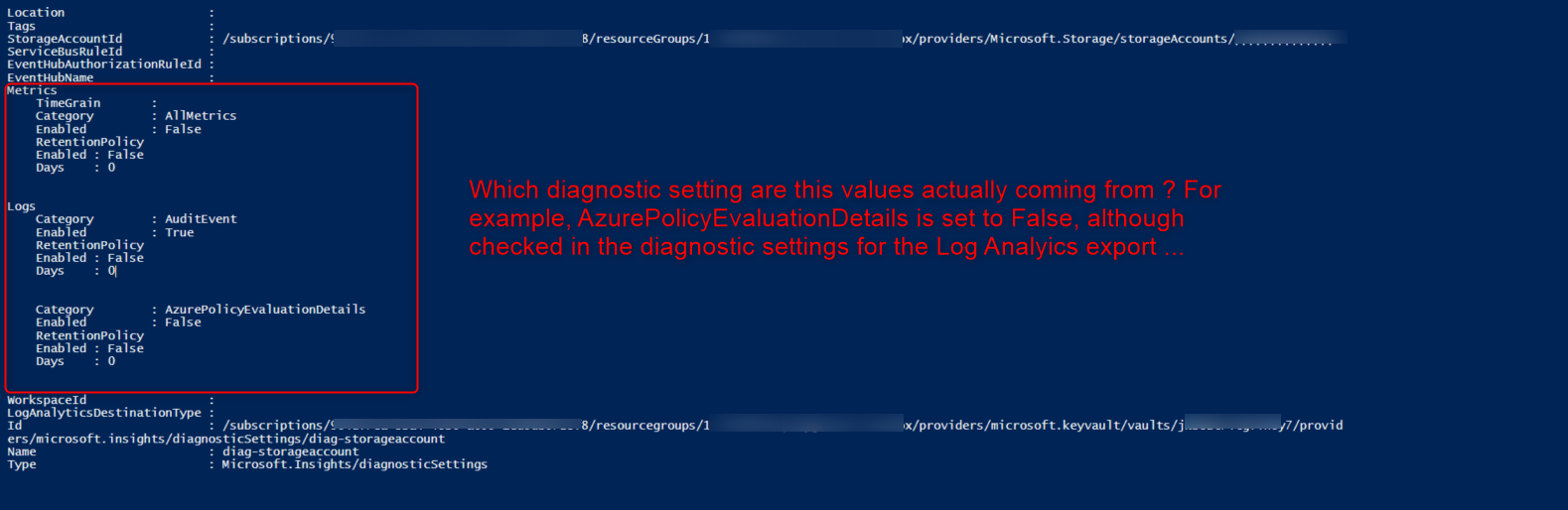 Feature Make Get Azdiagnosticsettings Work · Issue 19249 · Azureazure Powershell · Github