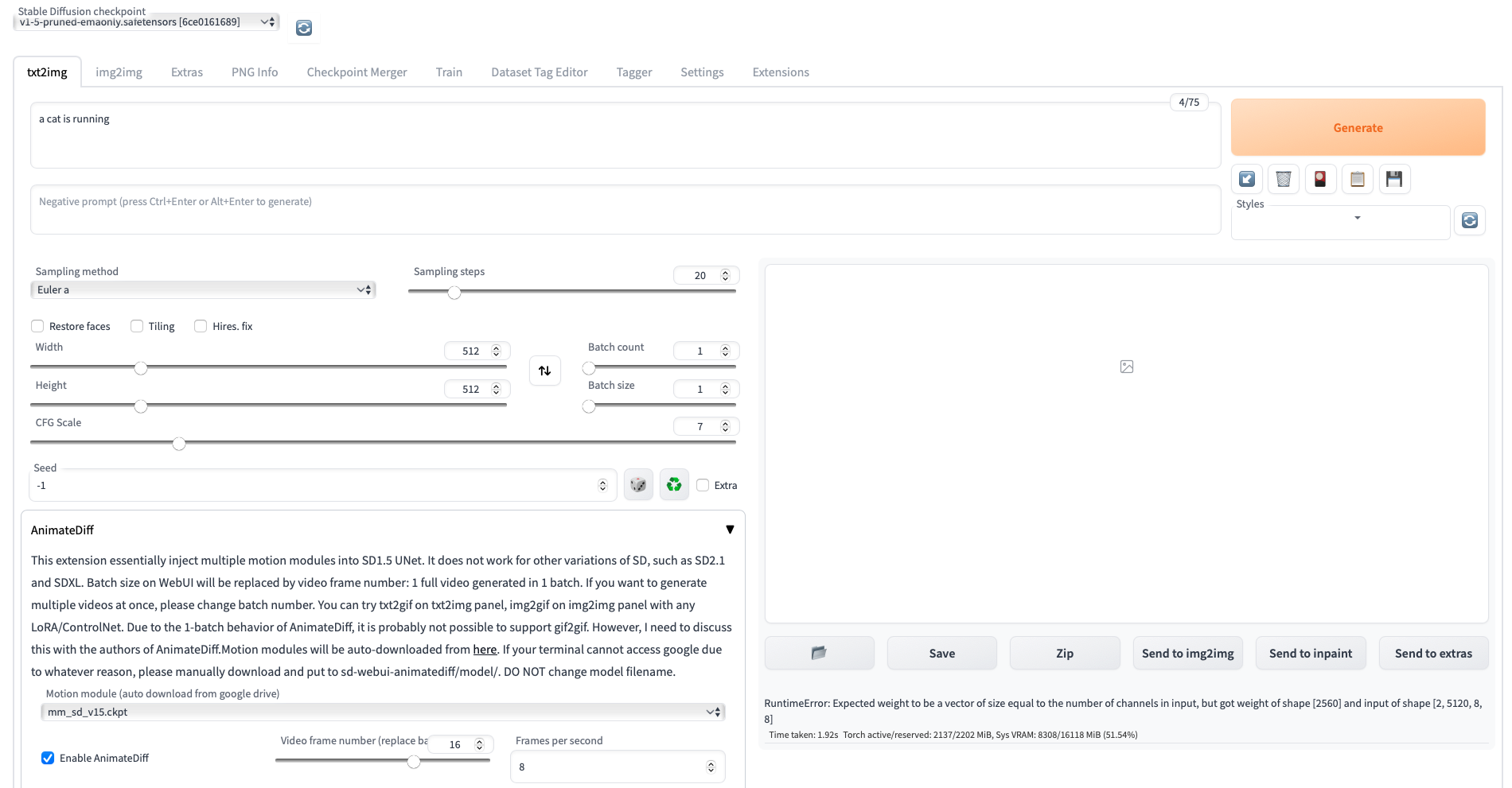 RuntimeError · Issue #3 · continue-revolution/sd-webui-animatediff · GitHub