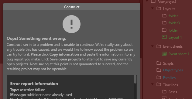 Crash: subfolder name already used · Issue #6319 · Scirra/Construct-bugs · GitHub