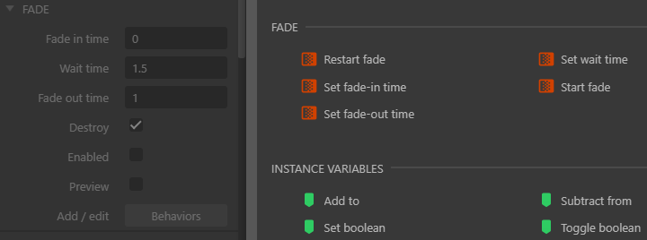 No way to enable "Fade" behavior in action · Issue #1799 · Scirra/Construct-bugs · GitHub