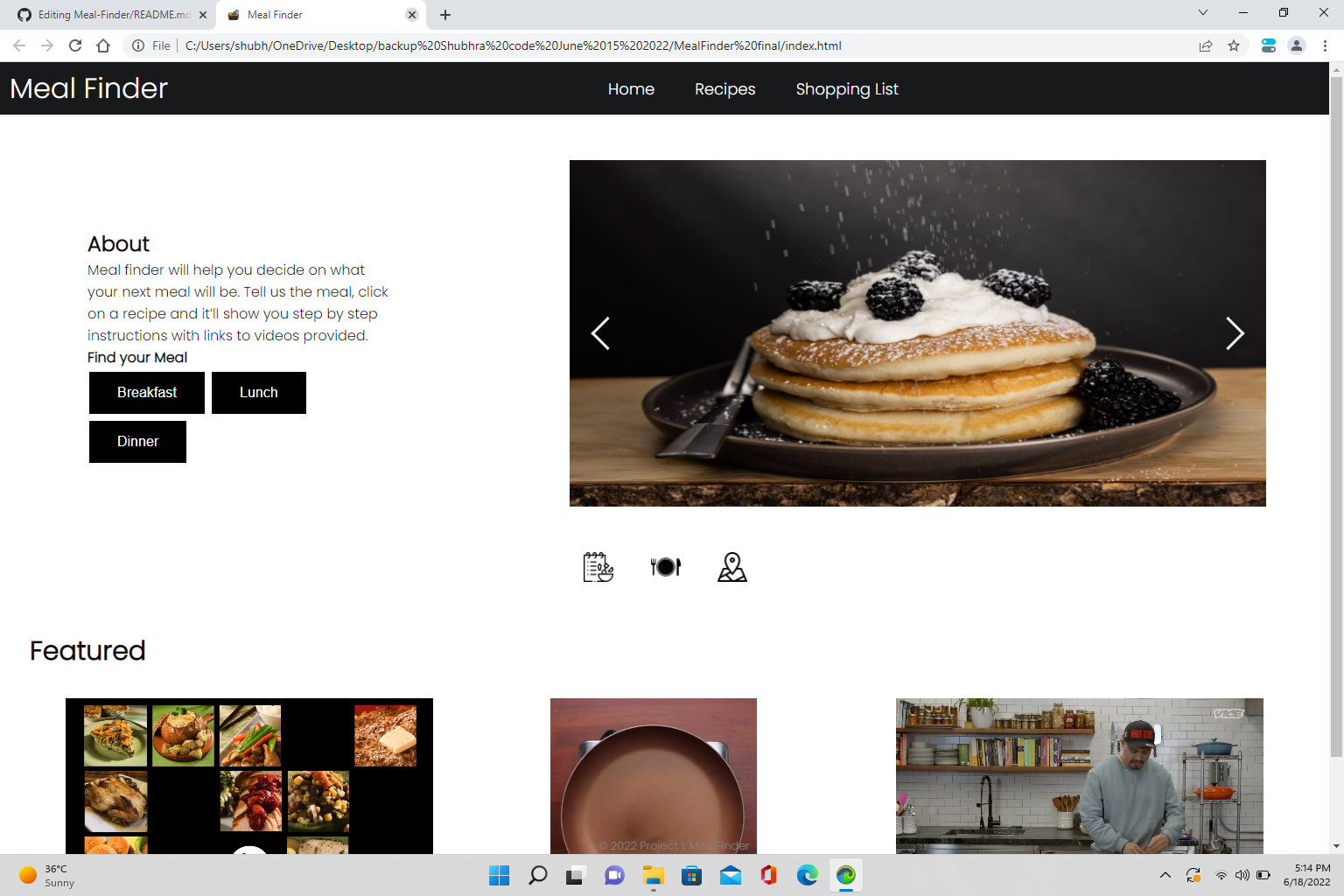 GitHub - shubhra8/Meal-Finder: App will help users find a meal to cook based on option chosen ...