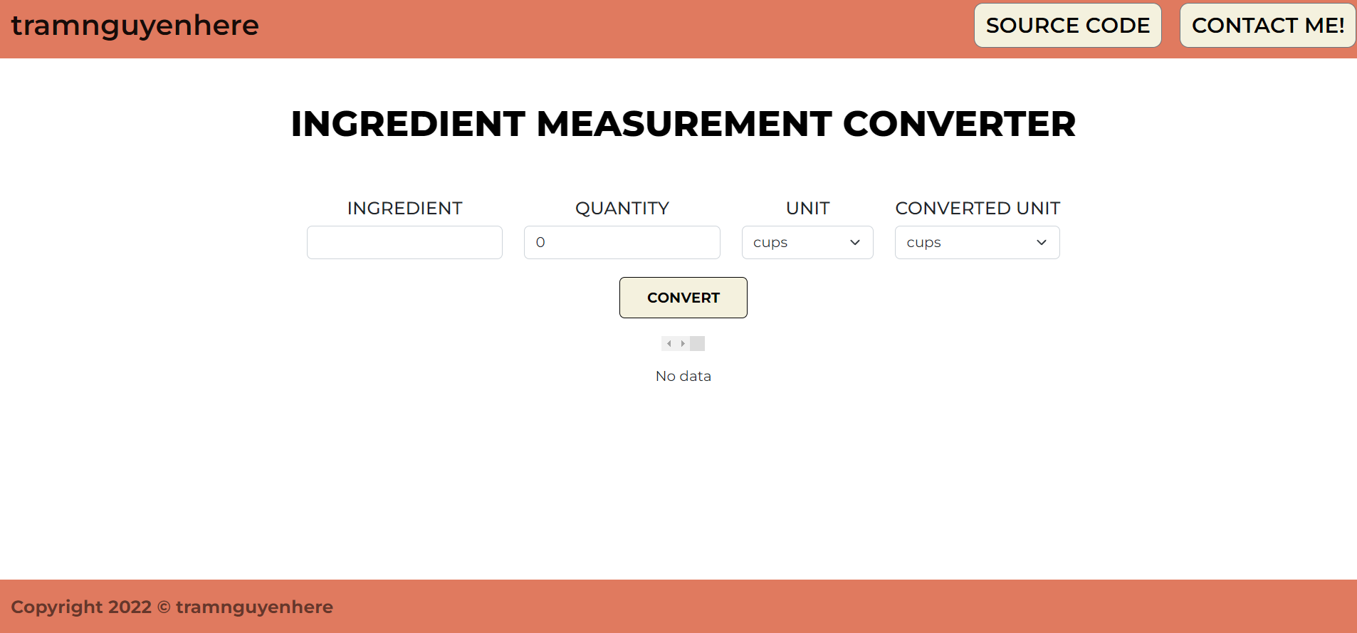 GitHub - tramnguyenhere/ingredient-measurement-converter: 🍽 A measurement converter for your kitchen
