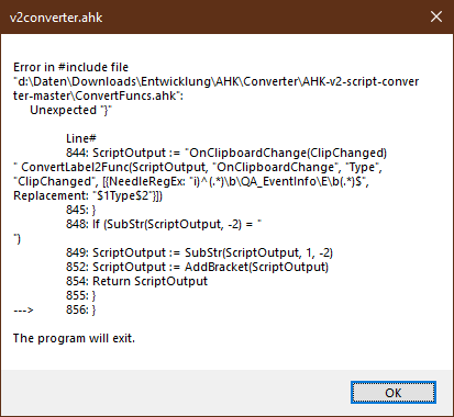 Unmatched bracket in ConvertFuncs.ahk · Issue #64 · mmikeww/AHK-v2-script-converter · GitHub
