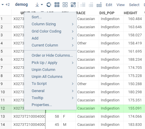 Grid: Pinned columns: column header and sorting missing functionality · Issue #1159 · datagrok ...