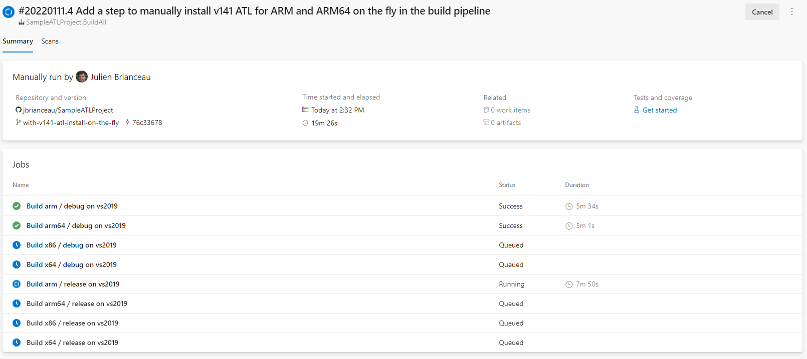Link issue with C++ ATL libraries for ARM and ARM64 with windows-2019 environment when using ...