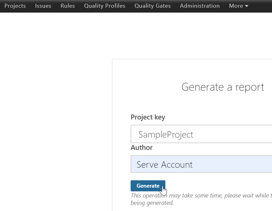 Unable to generate sonar CNES report throws {"errors":[{"msg":"An error has occurred. Please ...