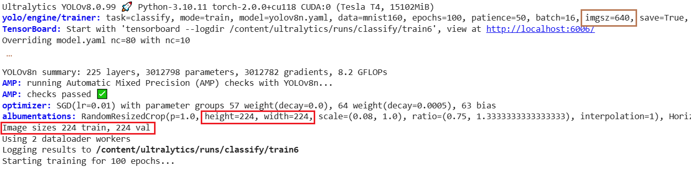 Classify training, image size 640 forced to 224 · Issue #288 · ultralytics/ultralytics · GitHub