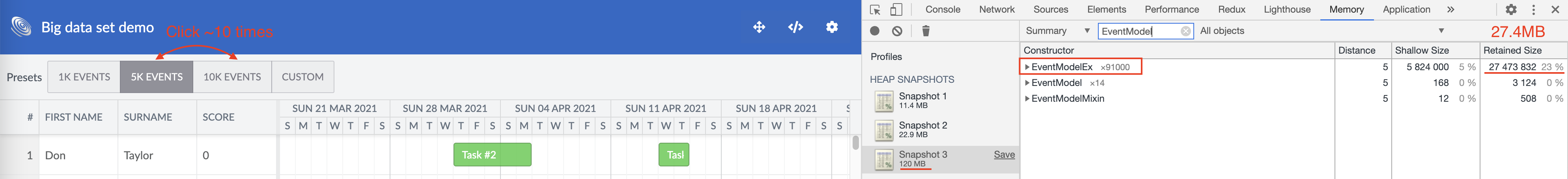 Memory leak when replacing project instance · Issue #2575 · bryntum/support · GitHub