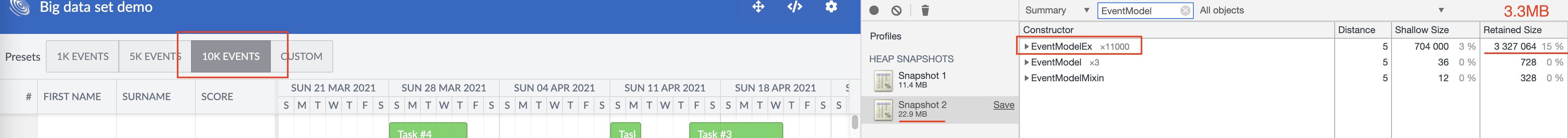 Memory leak when replacing project instance · Issue #2575 · bryntum/support · GitHub