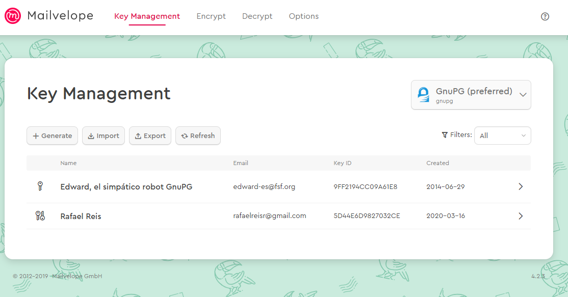Mailvelope and GnuPG + stub keys integration on Windows issues (works on linux not windows ...
