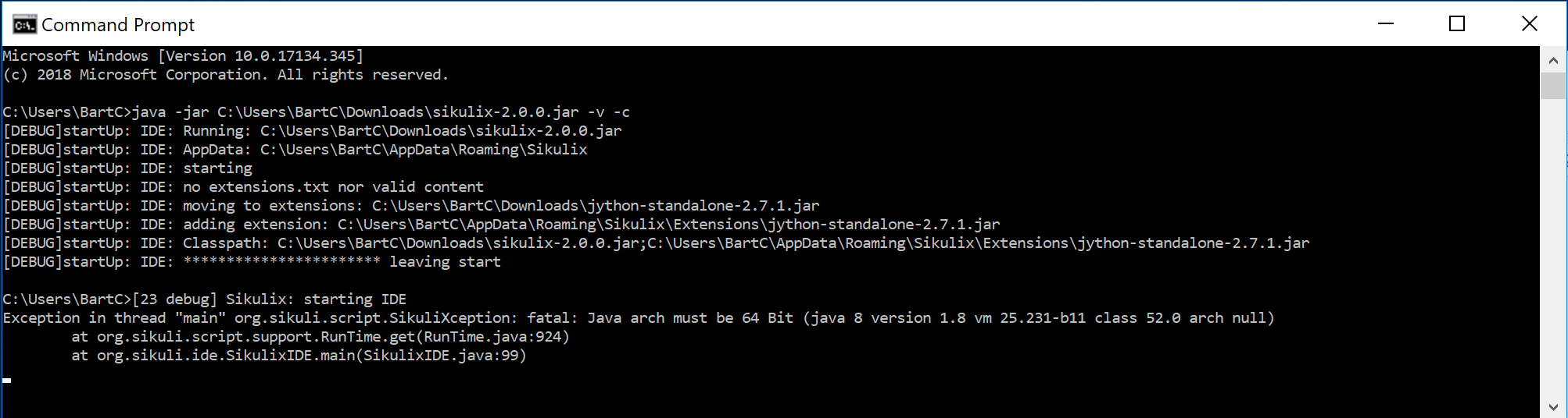 Sikulix 20 Install Problem Be Sure You Have A 64 Bit Version Of Java 8 Installed